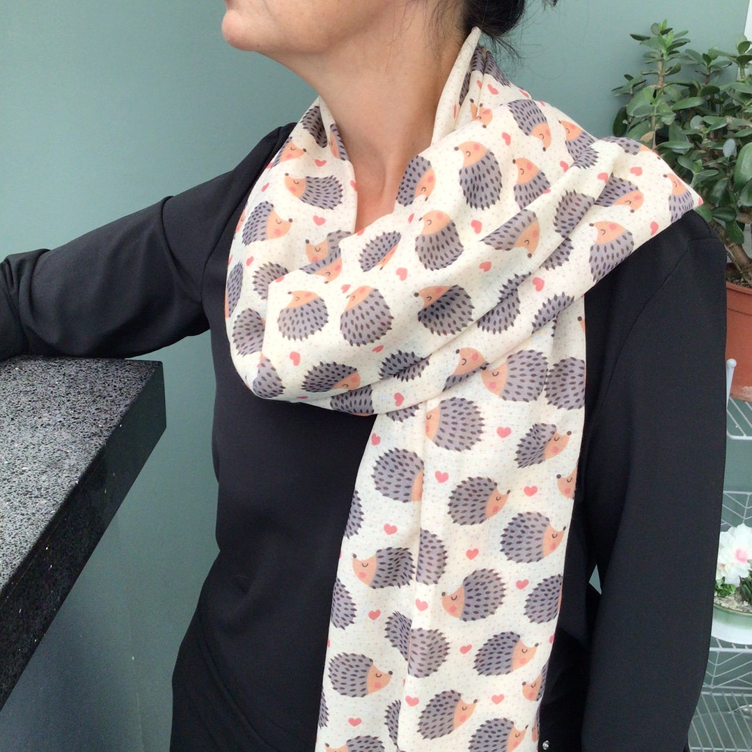 Hand Printed Hedgehog Scarf in Gift Box - Personalised Gifts - Womens ...