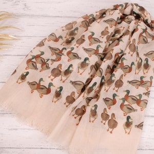 Duck Print Scarf in Gift Box, Hand Printed Personalised Scarf, Farmyard ...
