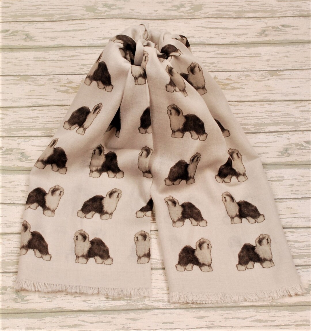 Old English Sheepdog Scarf - Sheepdog Owner Gifts - Sheepdog Print ...