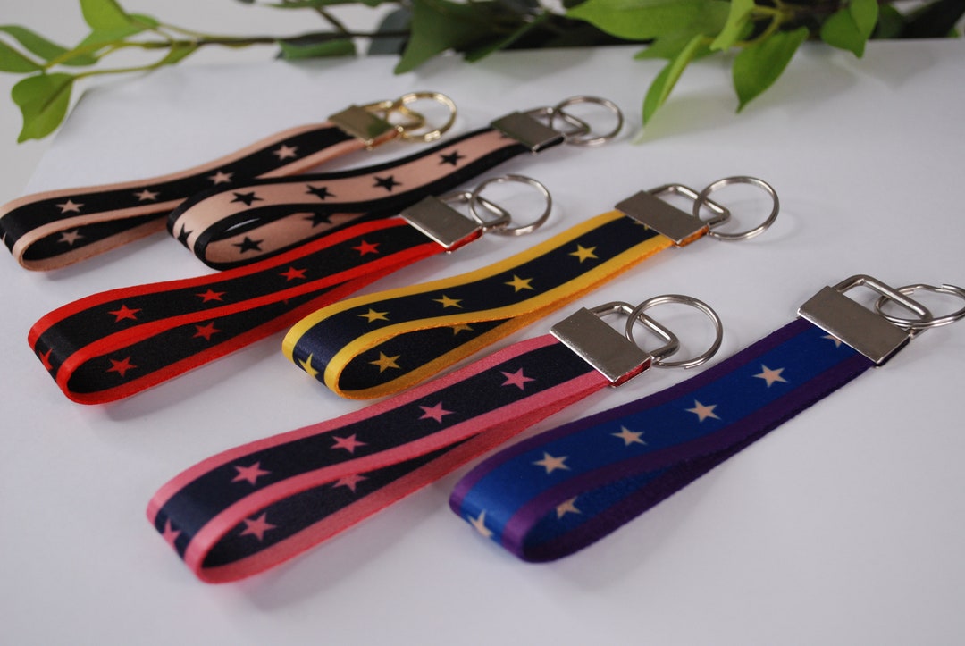 Stars and Stripes Handmade Keyring, Wrist Strap for Keys, Wristlet ...