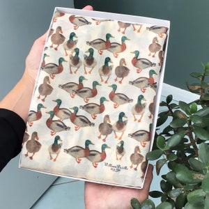 Duck Print Scarf in Gift Box, Hand Printed Personalised Scarf, Farmyard ...