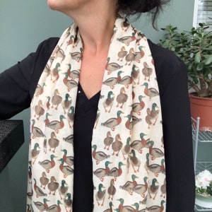 Duck Print Scarf in Gift Box, Hand Printed Personalised Scarf, Farmyard ...