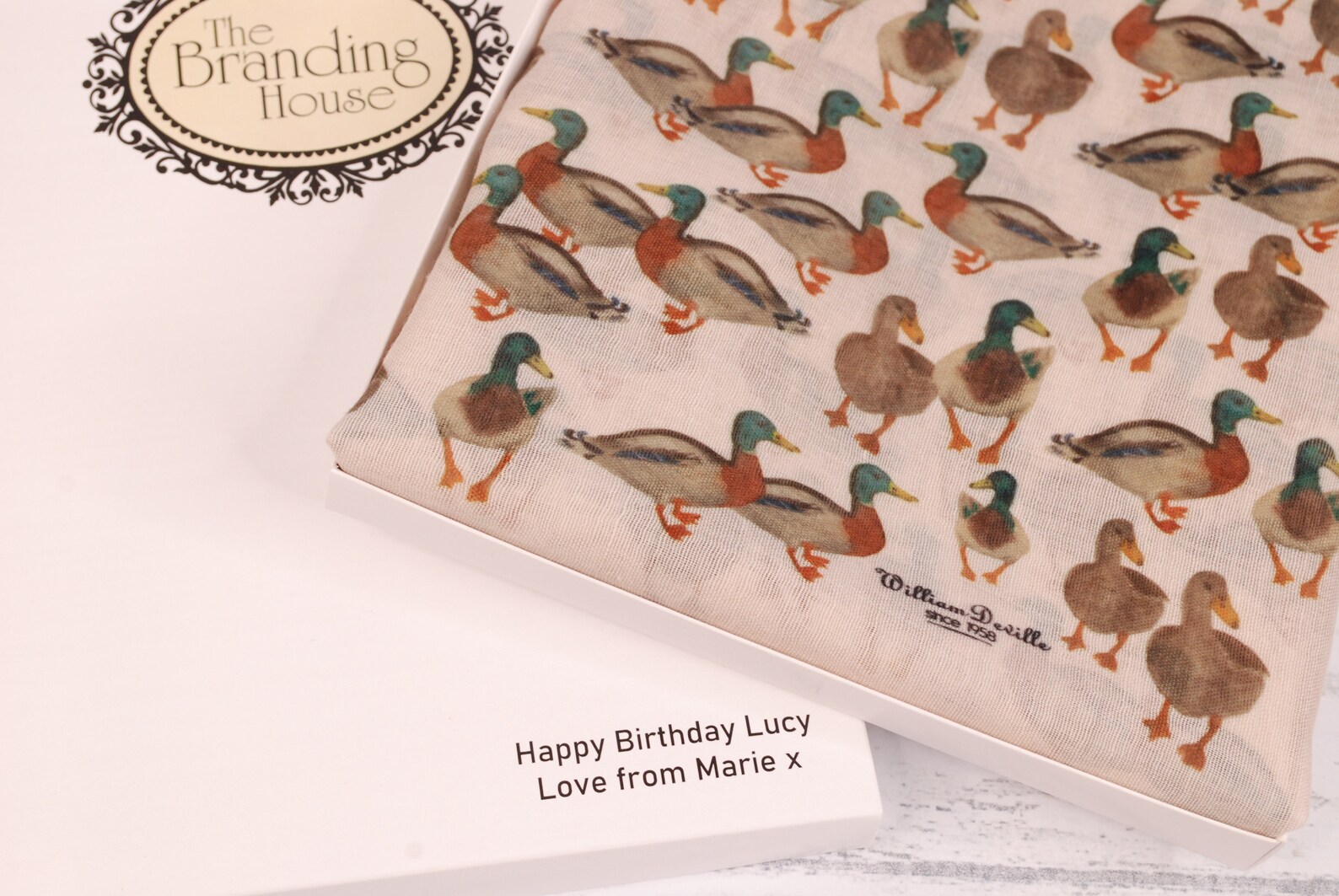 Duck Print Scarf in Gift Box Hand Printed Personalised Scarf - Etsy UK
