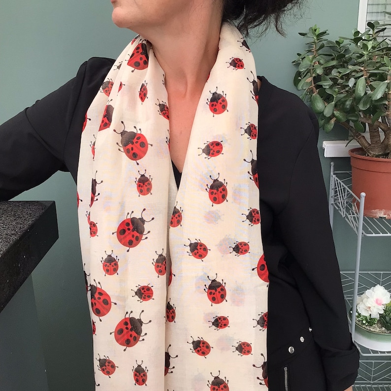 Ladybird Print Scarf in Gift Box - Ladybug Hand Printed Scarf ...