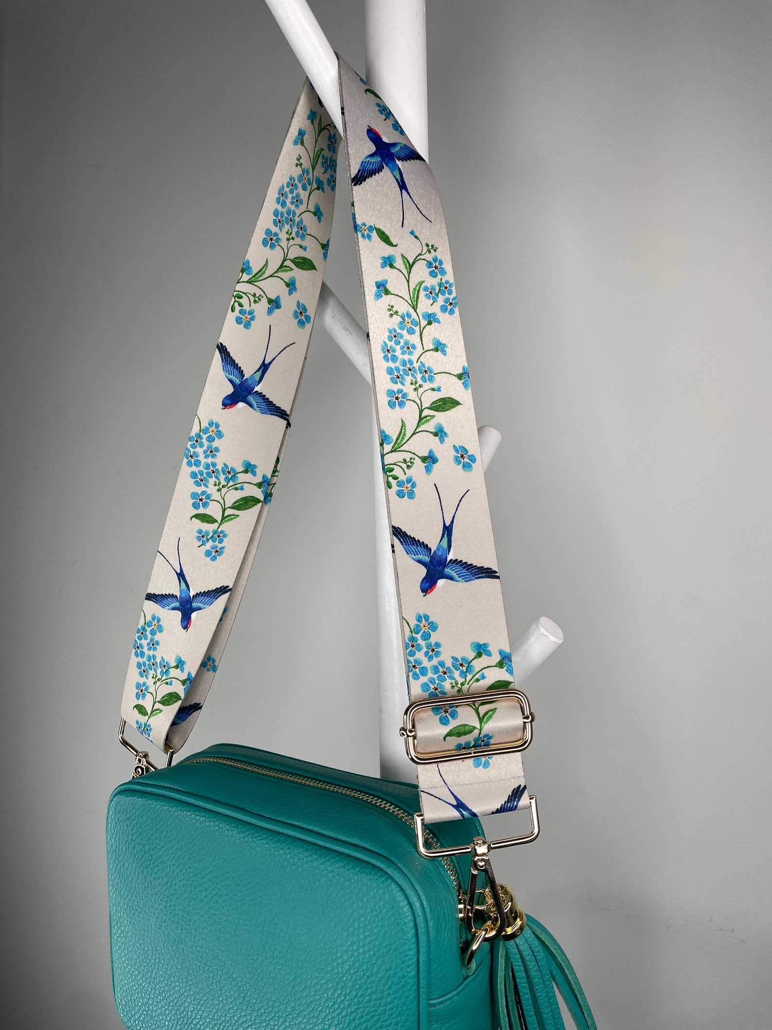 Blue Birds Bag Strap, Handmade Crossbody Bag Strap, Swallows Attachable ...
