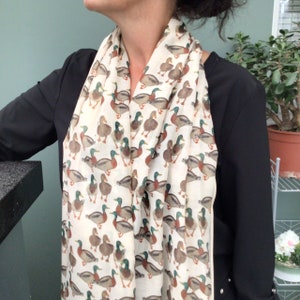 Duck Print Scarf in Gift Box, Hand Printed Personalised Scarf, Farmyard ...