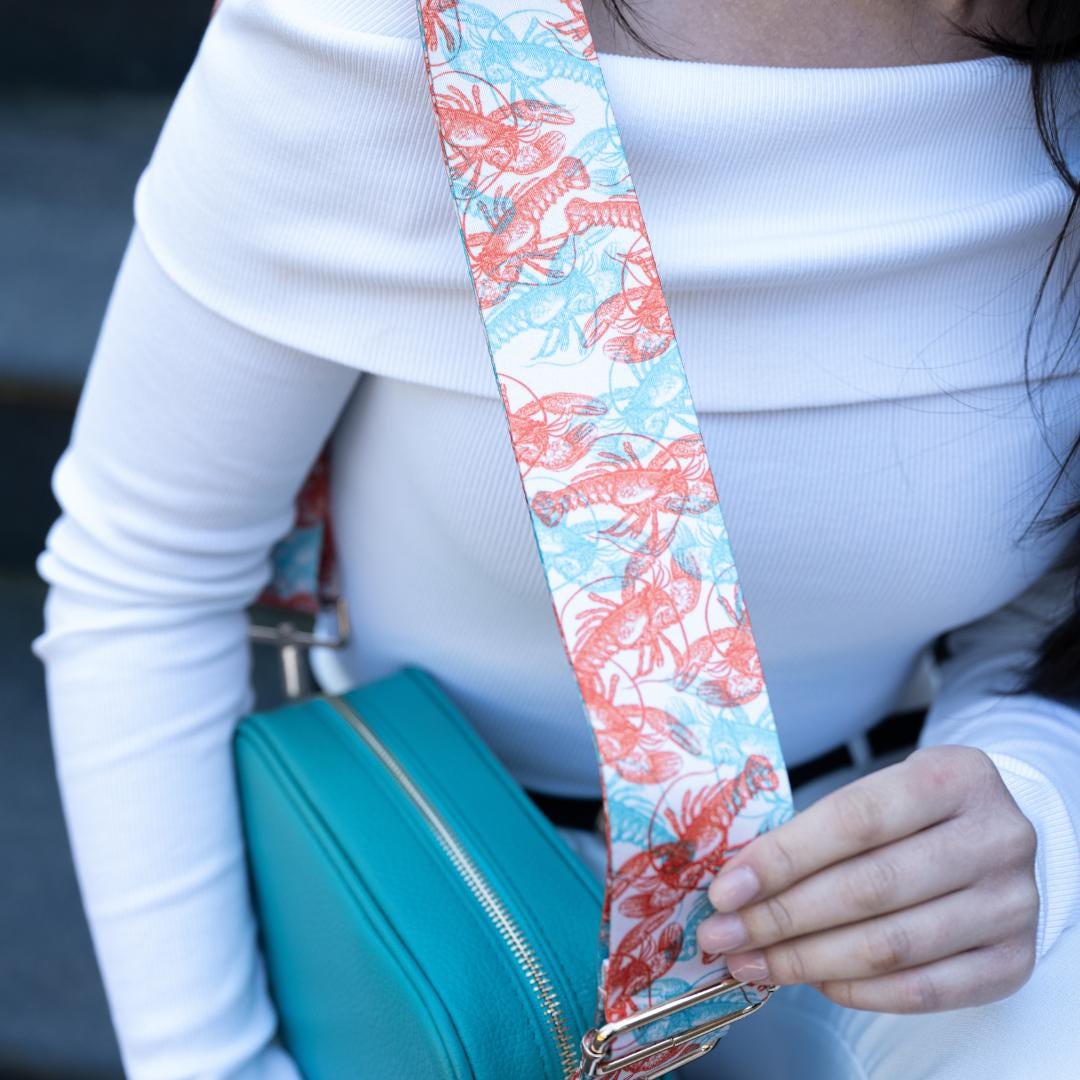 Orange and Blue Lobsters Extra Long Crossbody Bag Strap in Gift Box ...