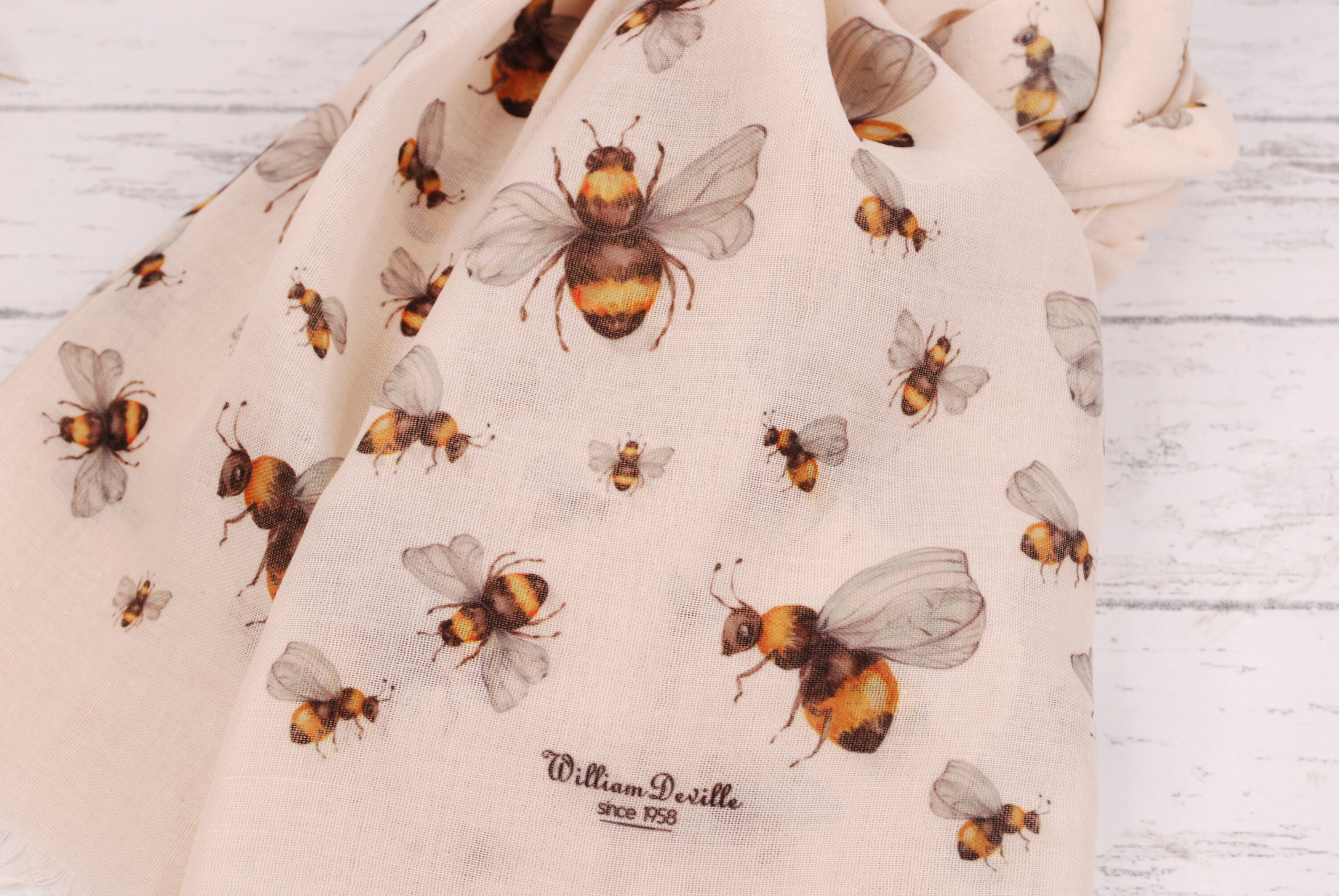 Bee Scarf Bee Gift Personalised Bee Print Scarf Hand - Etsy