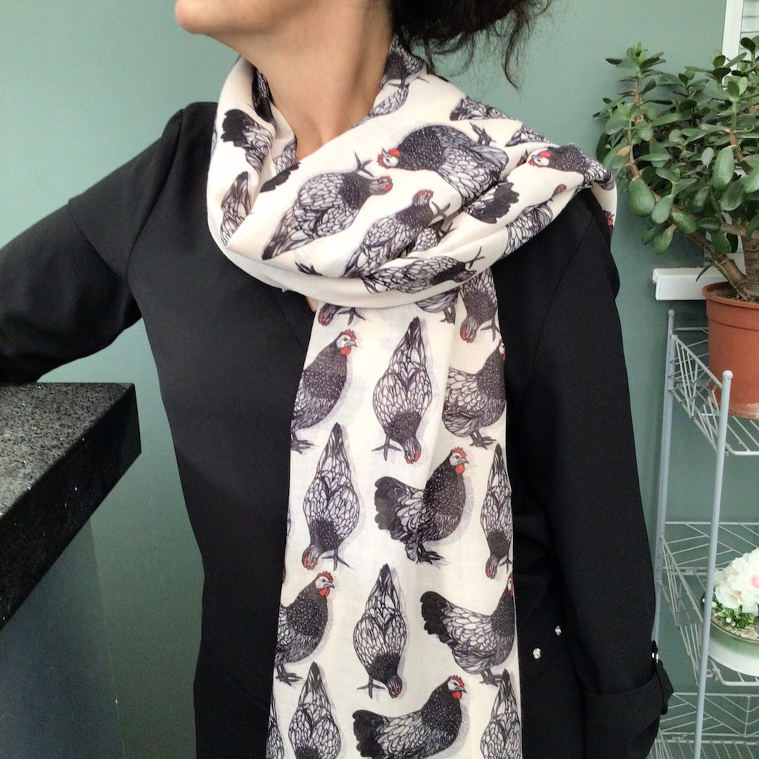 Chicken Print Scarf - Personalised Chicken Gifts - Hand Printed ...