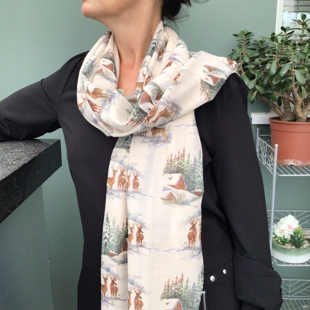 Christmas Scene Scarf Hand Printed - Personalised Christmas Scarf ...