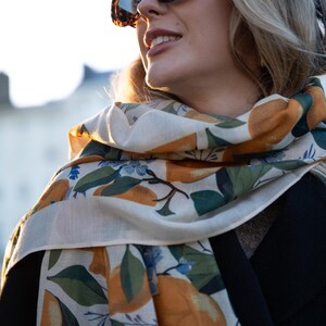 Lemons Print Scarf in Gift Box - Personalised Hand Printed Scarf ...