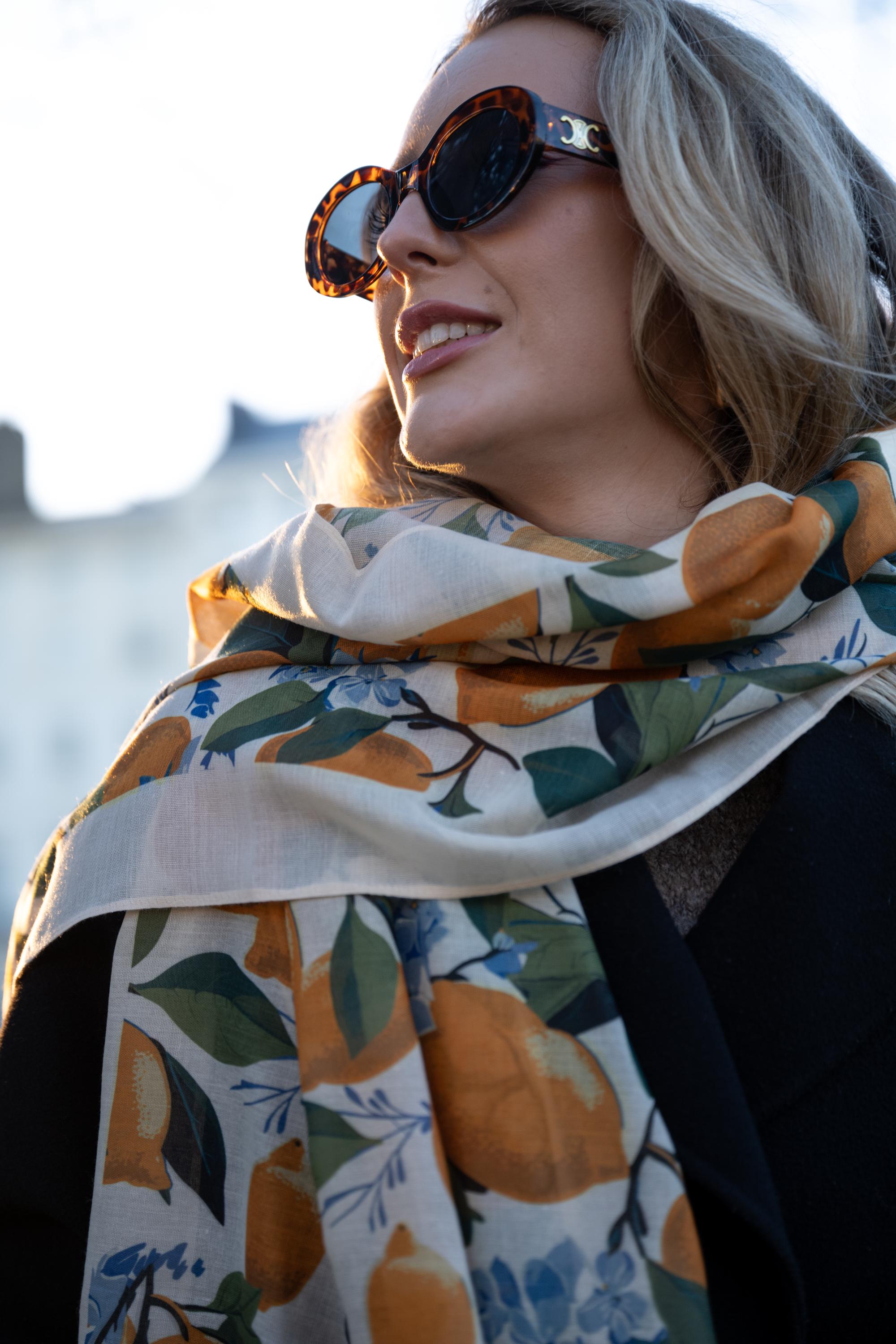 Lemons Print Scarf in Gift Box - Personalised Hand Printed Scarf ...