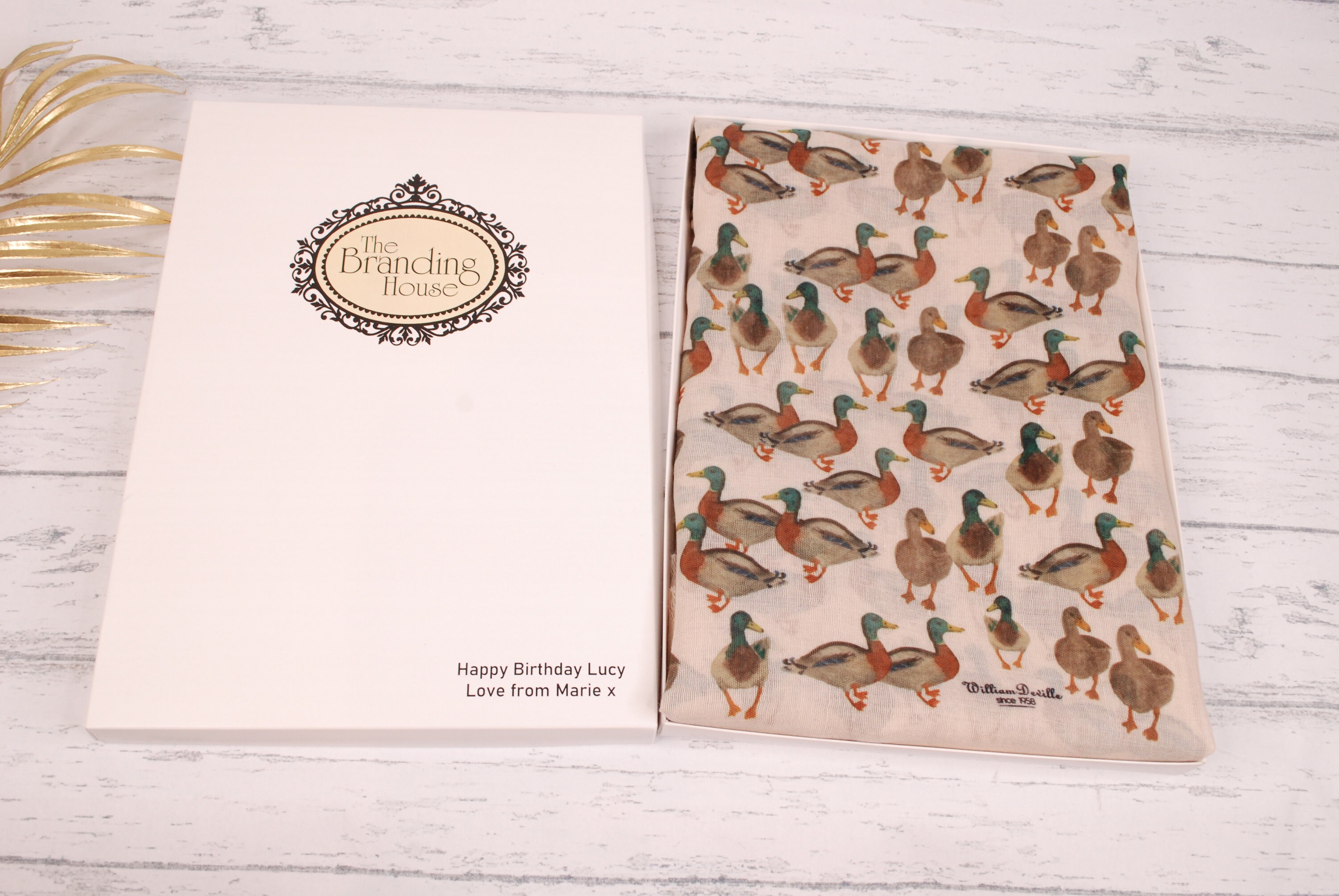Duck Print Scarf in Gift Box Hand Printed Personalised Scarf - Etsy UK