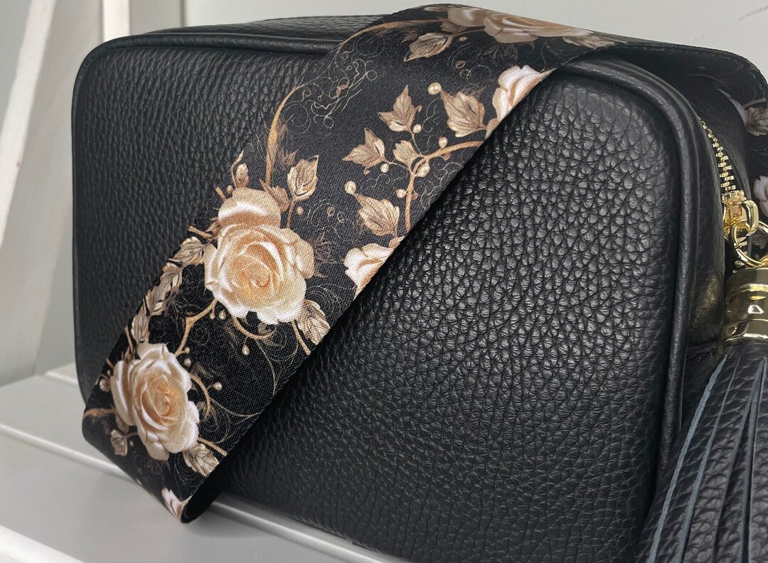 White Gothic Roses Design Bag Strap, Crossbody Bag Strap Shoulder ...