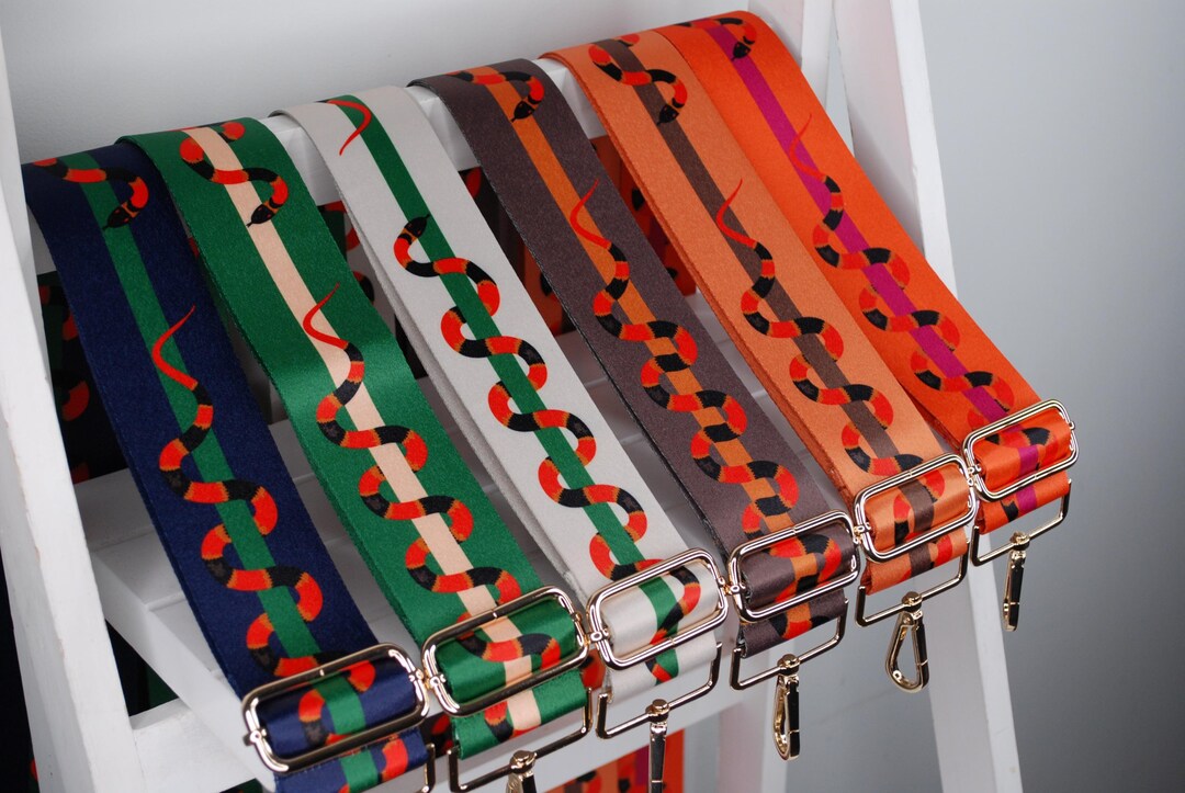 Snake and Stripe Extra Long Adjustable Crossbody Bag Strap, Handmade in ...