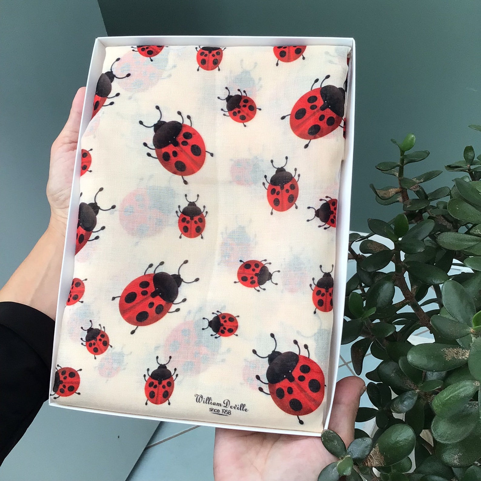 Ladybird Print Scarf in Gift Box - Ladybug Hand Printed Scarf ...