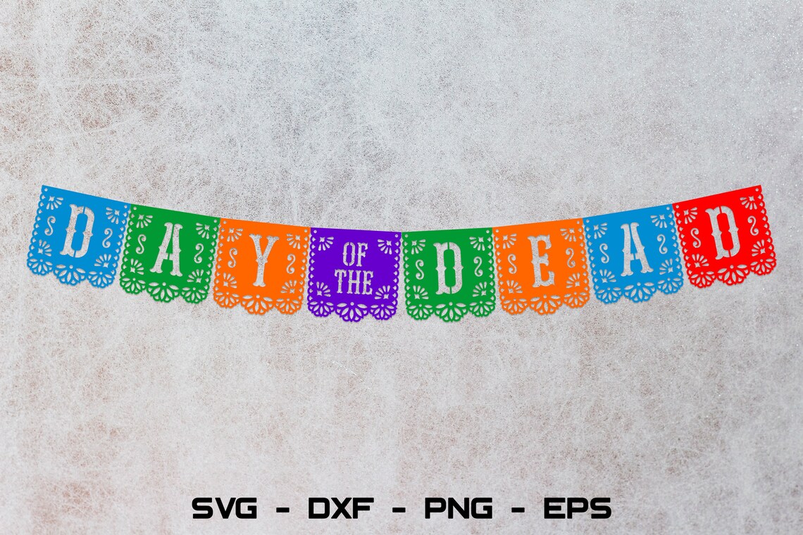 Day of the dead banner svg Papel picado svg Dia de los | Etsy