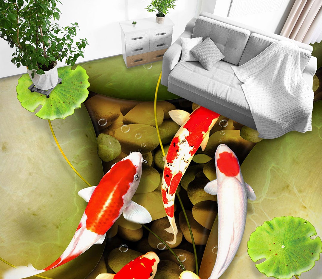 3D Cute Koi Art F1504 Floor Wallpaper Murals Self-adhesive - Etsy