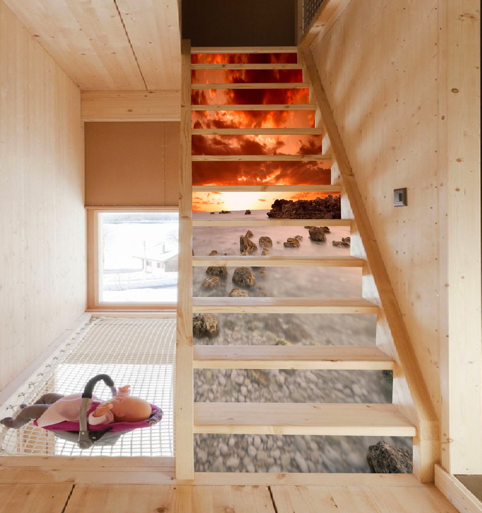 3D Sunset Ocean S170 Pattern Tile Marble Stair Risers - Etsy