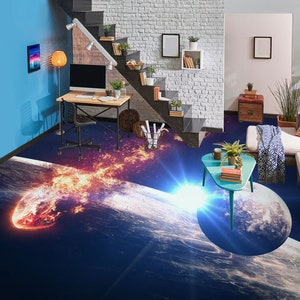 3D Meteorite F4126 Floor Wallpaper Murals Self-adhesive - Etsy