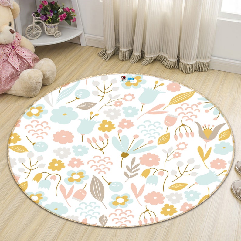 3D White Flower Cluster R120 Round Floor Non Slip Rug Room Mat - Etsy