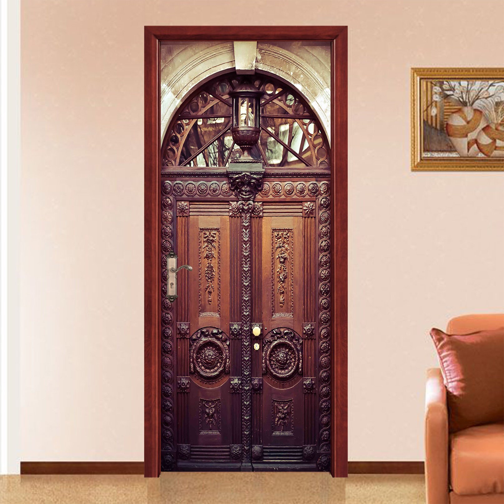 3D Wooden Pattern Self-adhesive Door Stickers