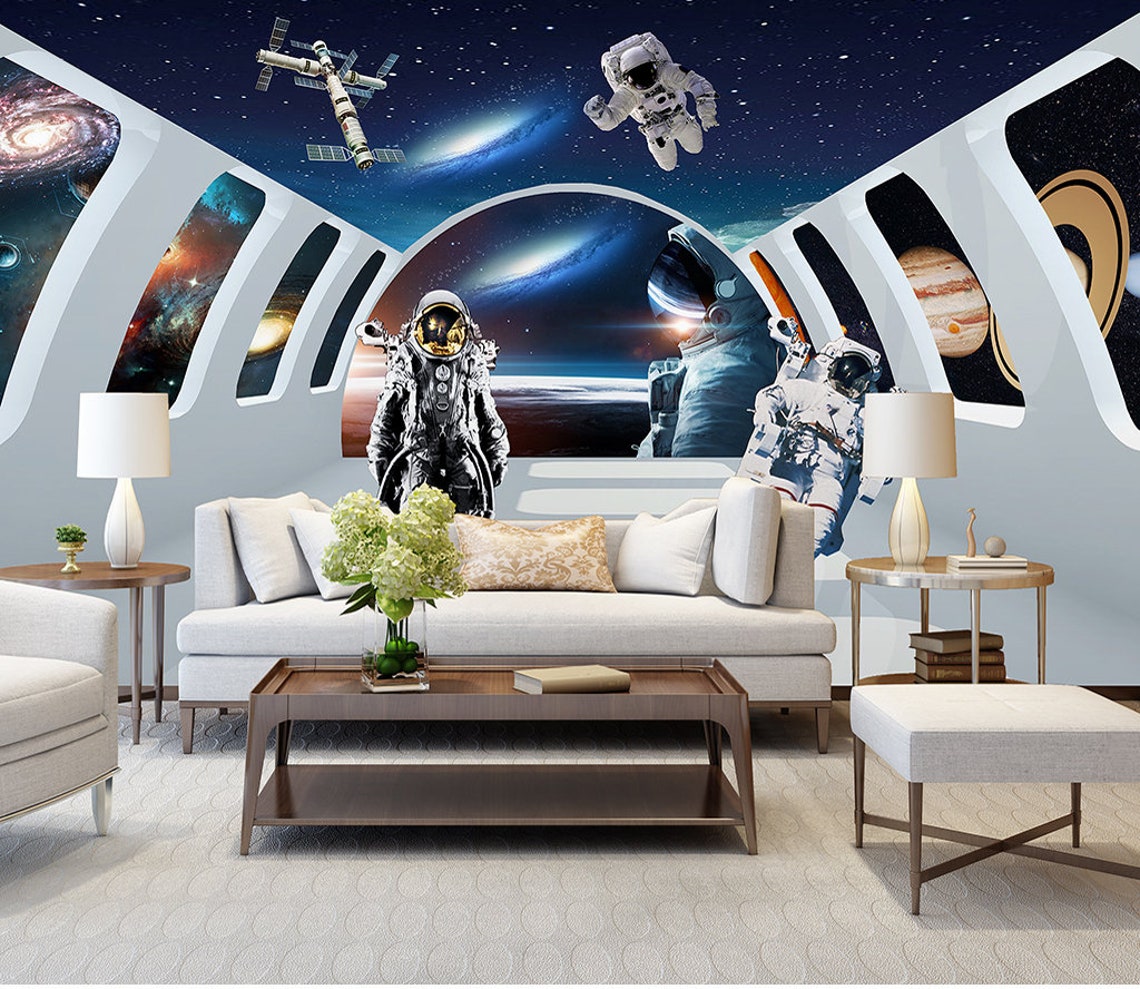 3D Space Astronauts L70 Wallpaper Mural Decal Mural Photo - Etsy