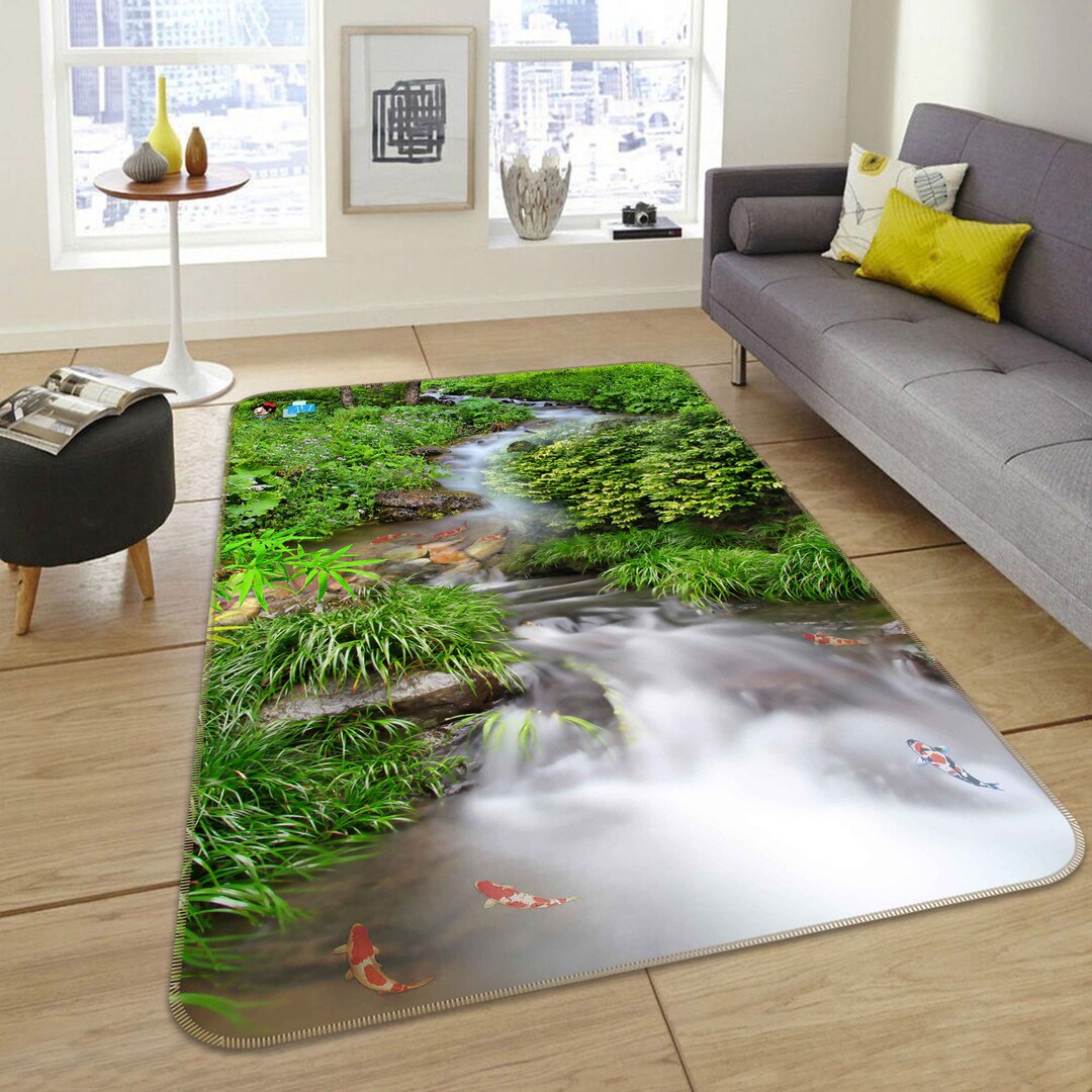 3D Forest Creek F0055 Floor Non Slip Rug Room Mat Round - Etsy
