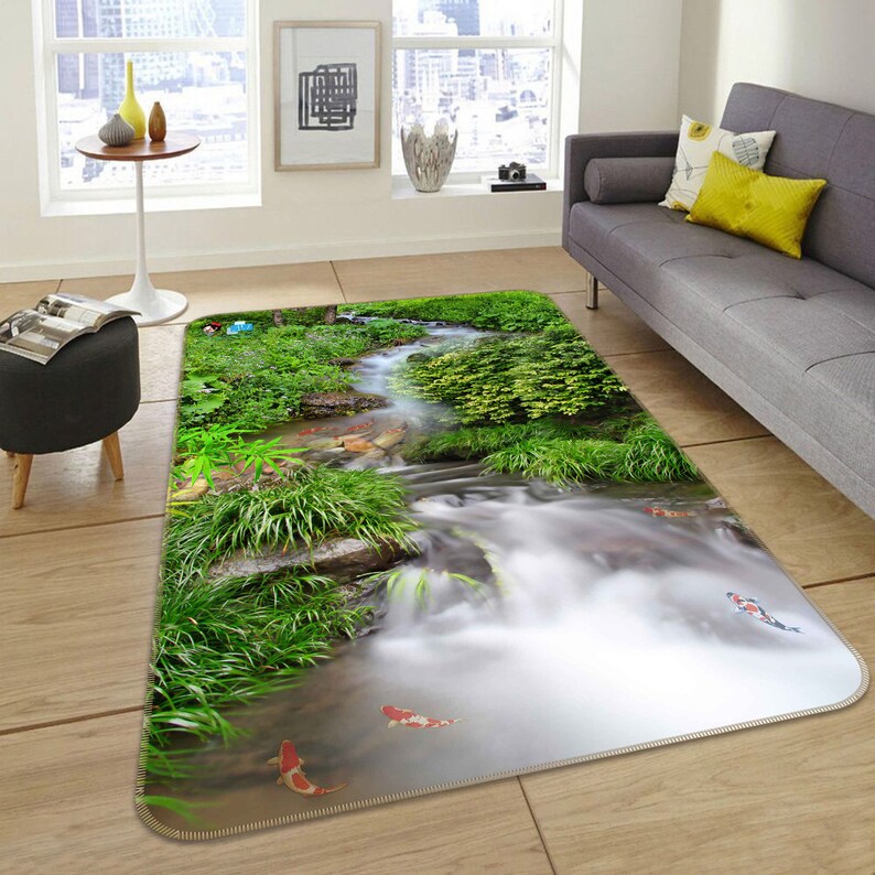 3D Forest Creek F0055 Floor Non Slip Rug Room Mat Round - Etsy