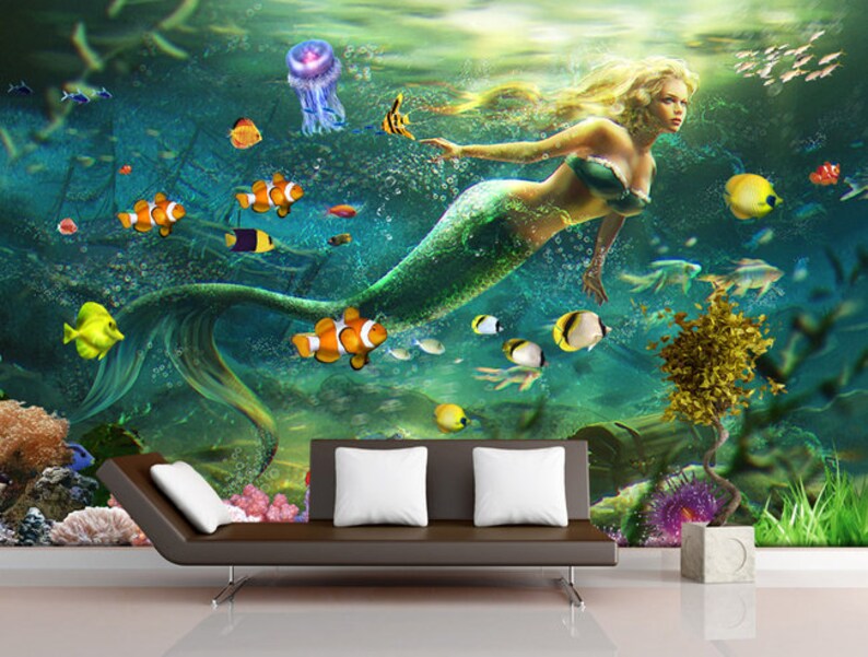3D Mermaid Pretty GN432 Wallpaper Mural Decal Mural Photo - Etsy