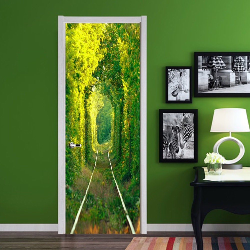 3D Green Path Self-adhesive Door Stickers