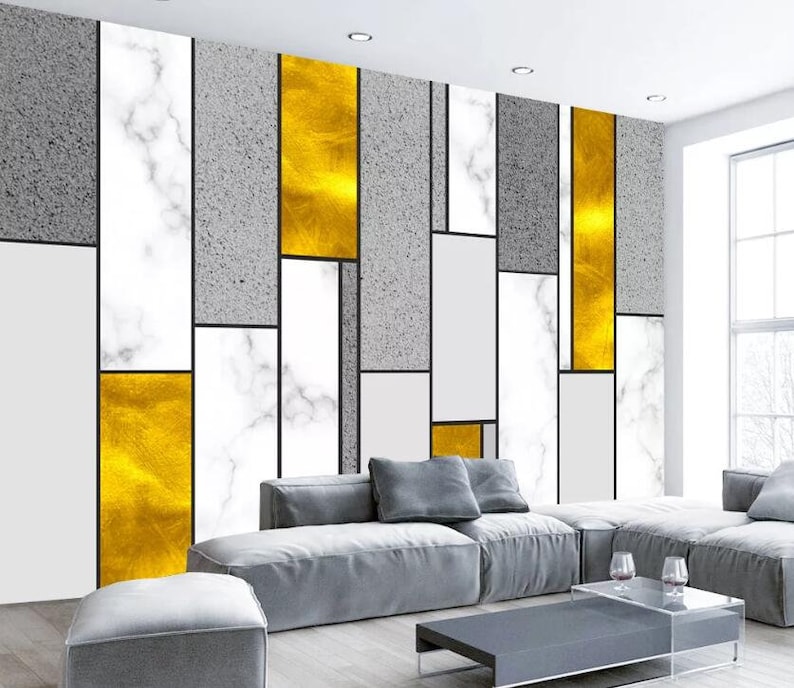 3D Rectangle Gray GNGN1547 Wallpaper Mural Decal Mural Photo - Etsy