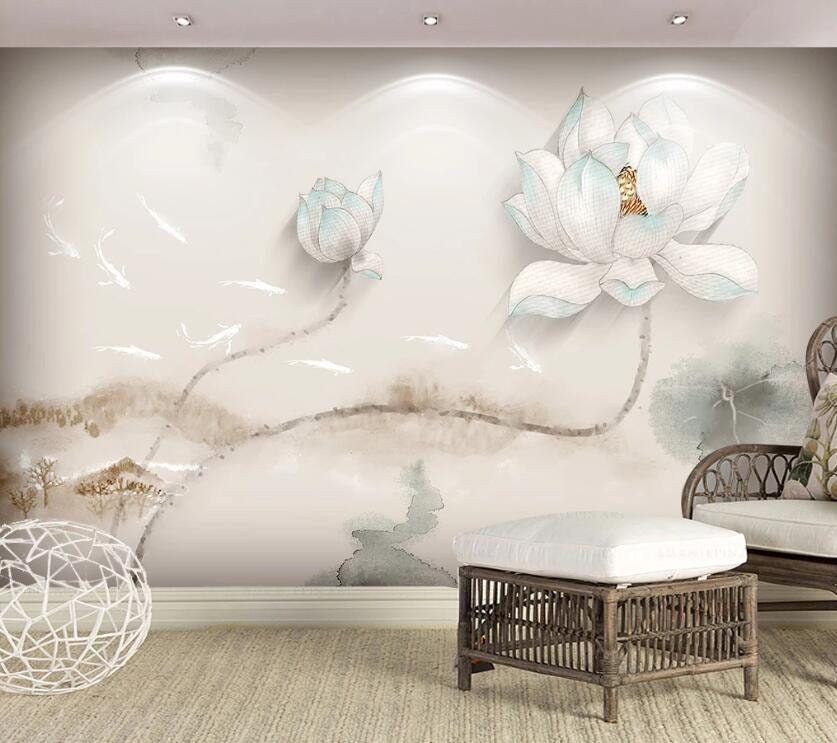 3D Fish Lotus Pork GNGN162 Wallpaper Mural Decal Mural Photo | Etsy