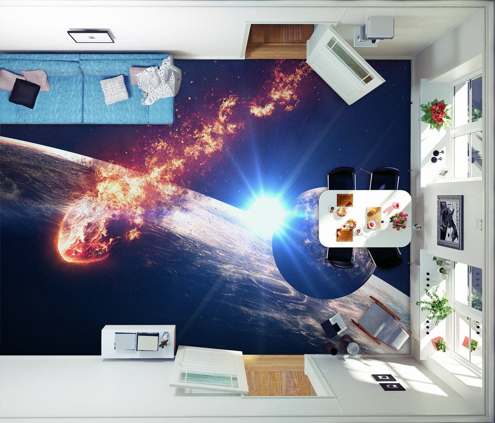 3D Meteorite F4126 Floor Wallpaper Murals Self-adhesive - Etsy
