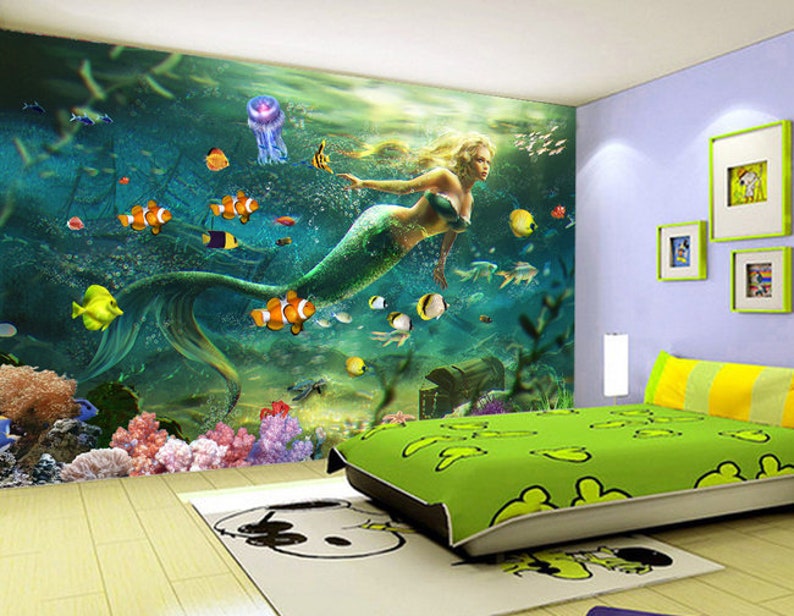 3D Mermaid Pretty GN432 Wallpaper Mural Decal Mural Photo - Etsy