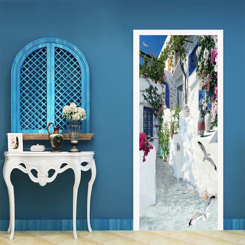 3D House Flower Self-adhesive Door Stickers