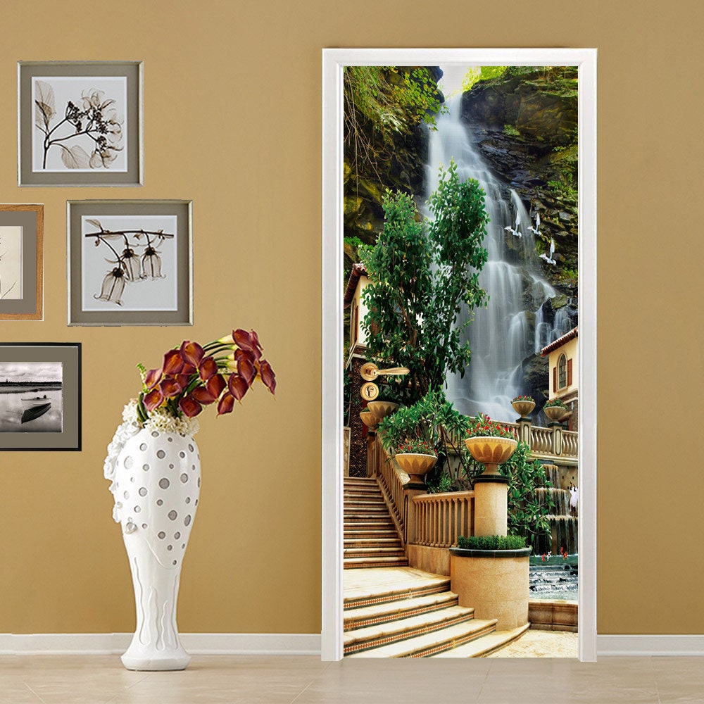 3D Waterfall Stair Self-adhesive Door Stickers sold by ITWAZCOOL STUDIO ...