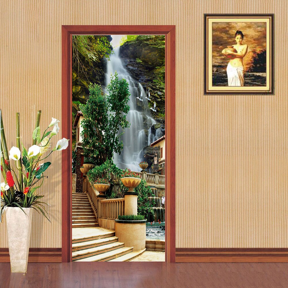 3D Waterfall Stair Self-adhesive Door Stickers sold by ITWAZCOOL STUDIO ...