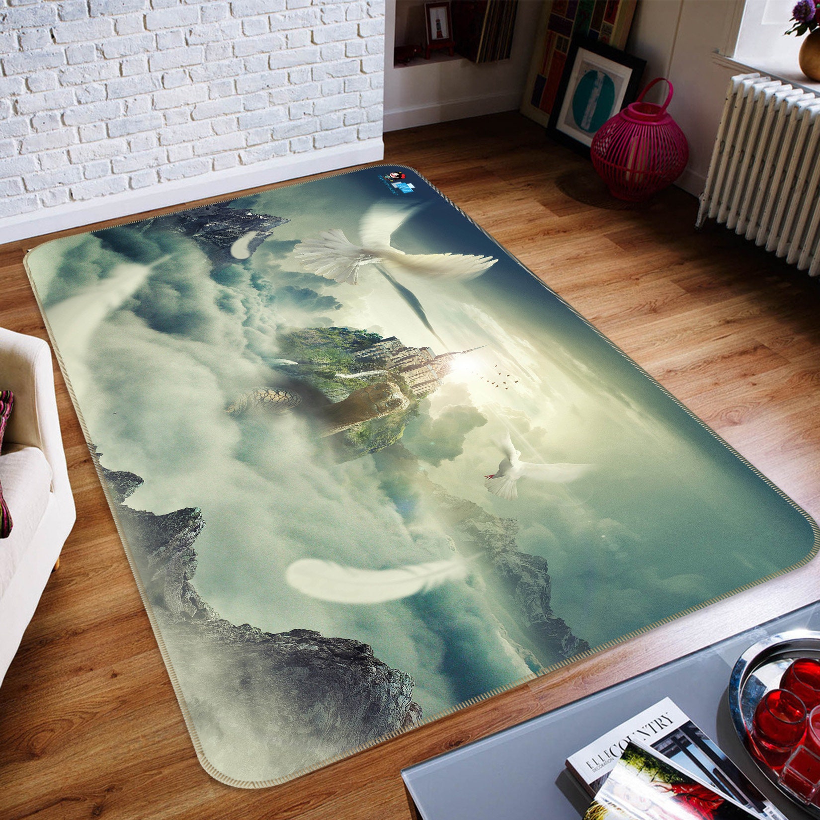 3D Dove With Castle FF318 Floor Non Slip Rug Room Mat Round | Etsy