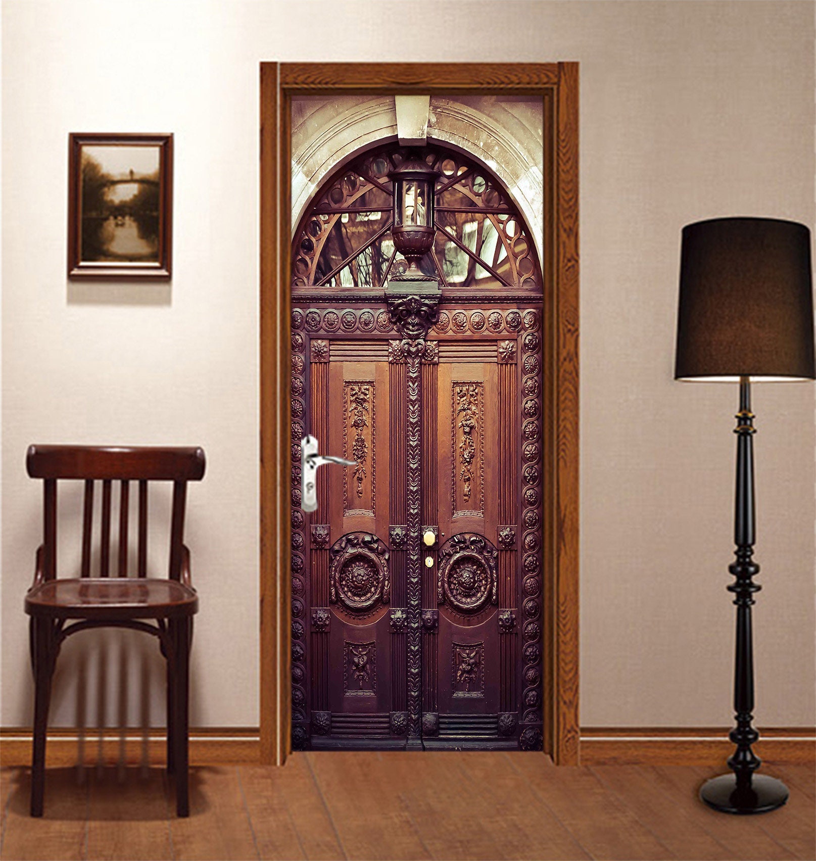 3D Wooden Pattern Self-adhesive Door Stickers