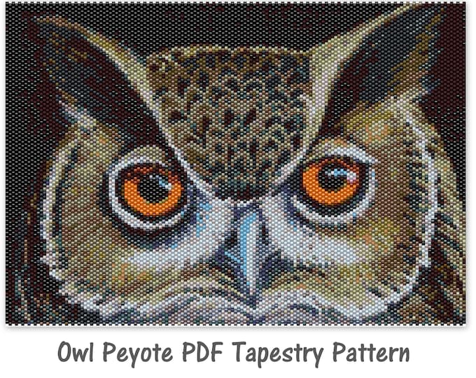 Owls Peyote Tapestry Pattern, Peyote Tapestry Pattern, Seed Bead ...