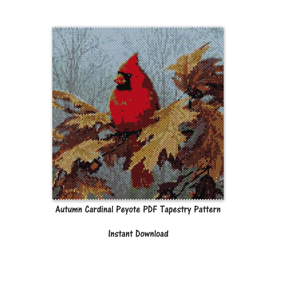 Autumn Cardinal Peyote Tapestry PDF Pattern, Peyote Tapestry Pattern ...