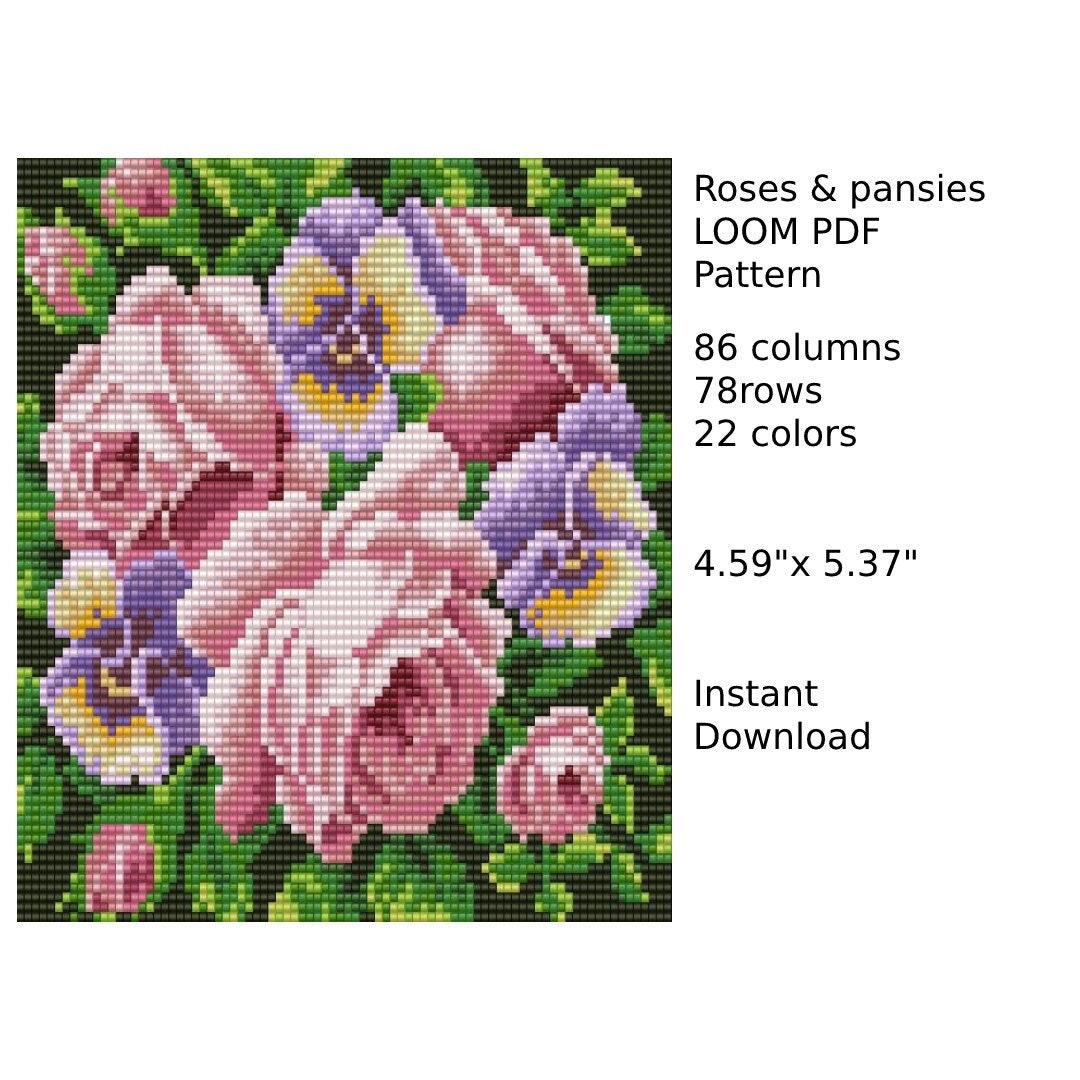 Roses and Pansies Loom Tapestry Pattern, Loom Tapestry Pattern, Seed ...