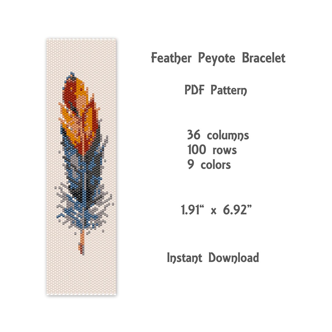 Feather Peyote Bracelet Pattern, Peyote Stitch Bracelet Pattern, Seed ...