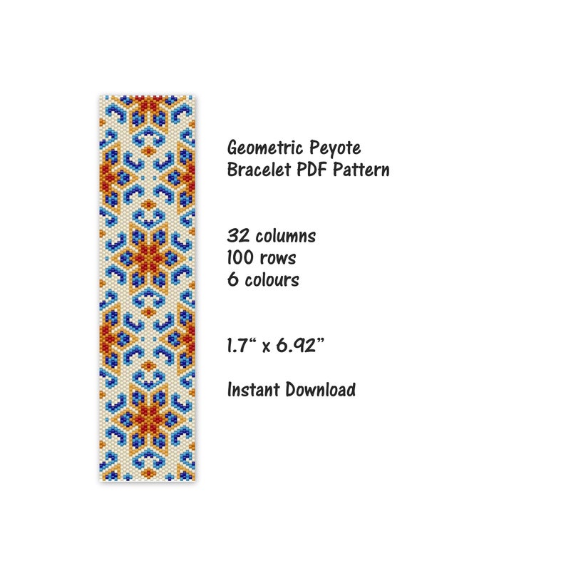 Geometric Peyote Bracelet Pattern, Peyote Stitch Bracelet Pattern, Seed ...