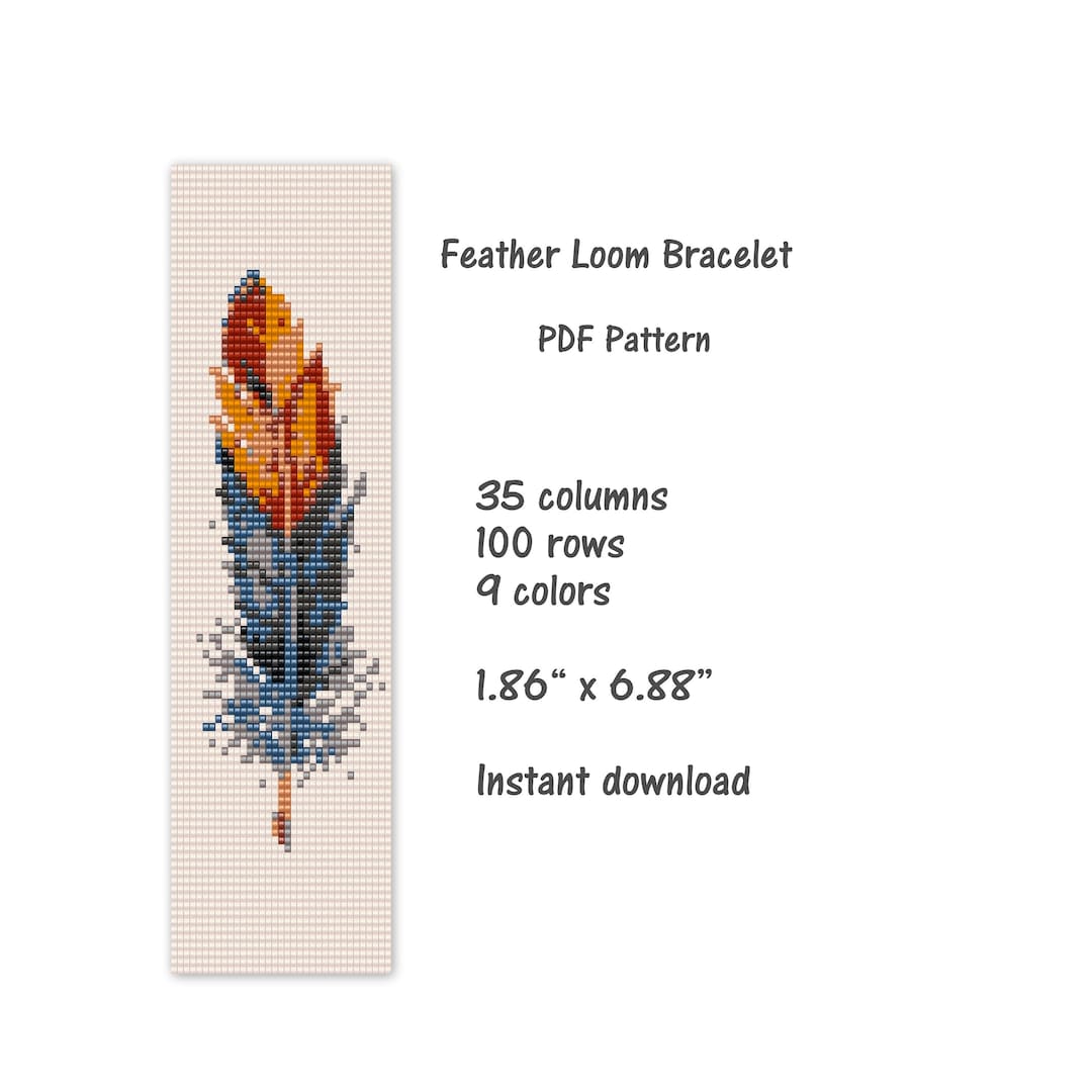 Feather Loom Bracelet Pattern, Loom Stitch Bracelet Pattern, Seed Bead ...