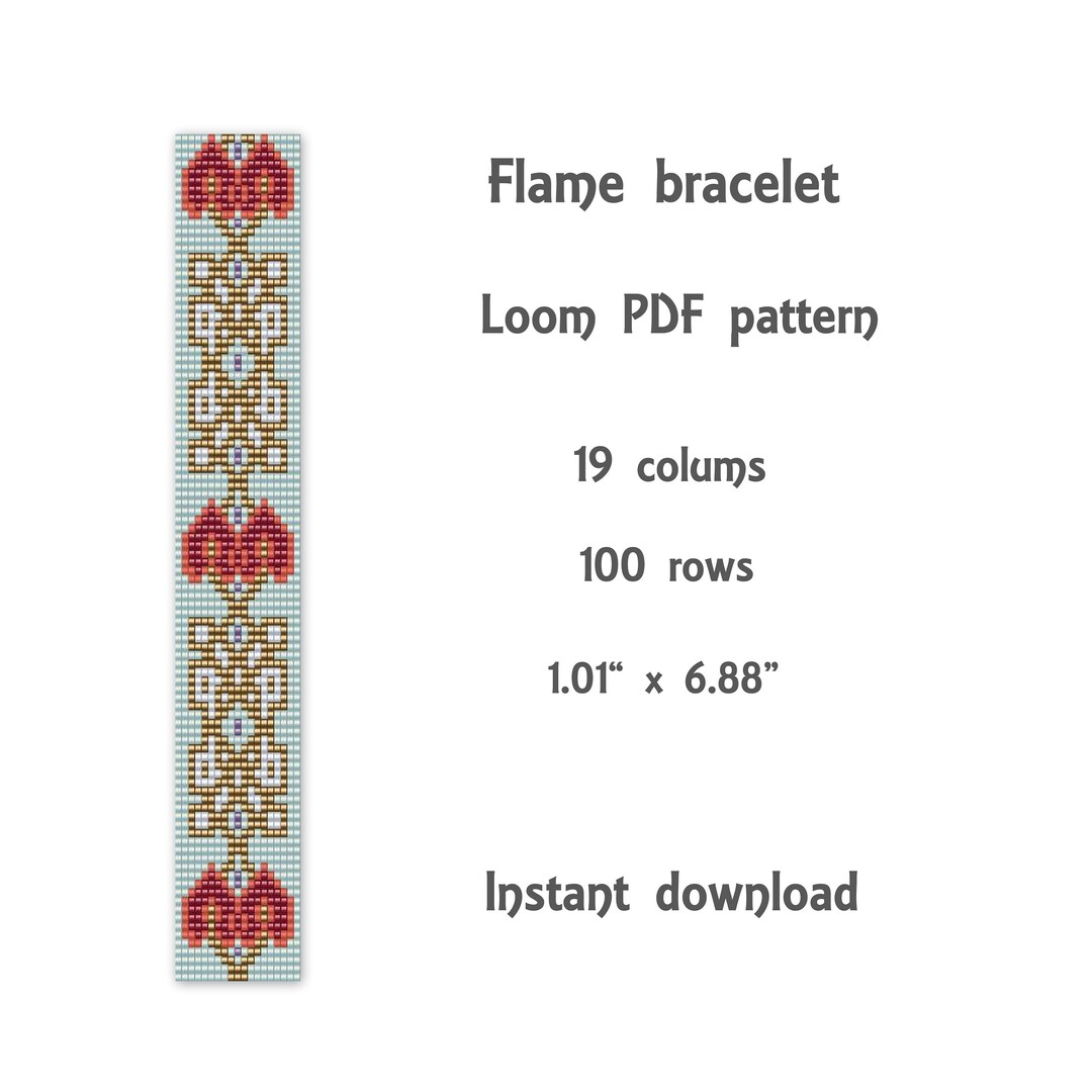 Flame Bracelet Loom Pattern Loom Stitch Bracelet Pattern - Etsy
