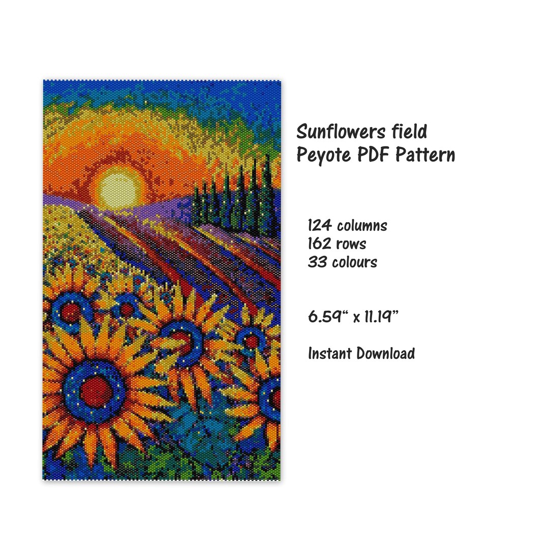 Sunflowers Field Peyote Tapestry Pattern, Peyote Tapestry Pattern, Seed ...
