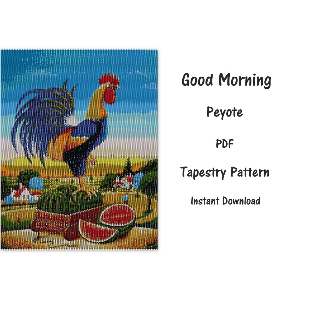 Good Morning Peyote Tapestry PDF Pattern, Rooster Peyote Tapestry ...