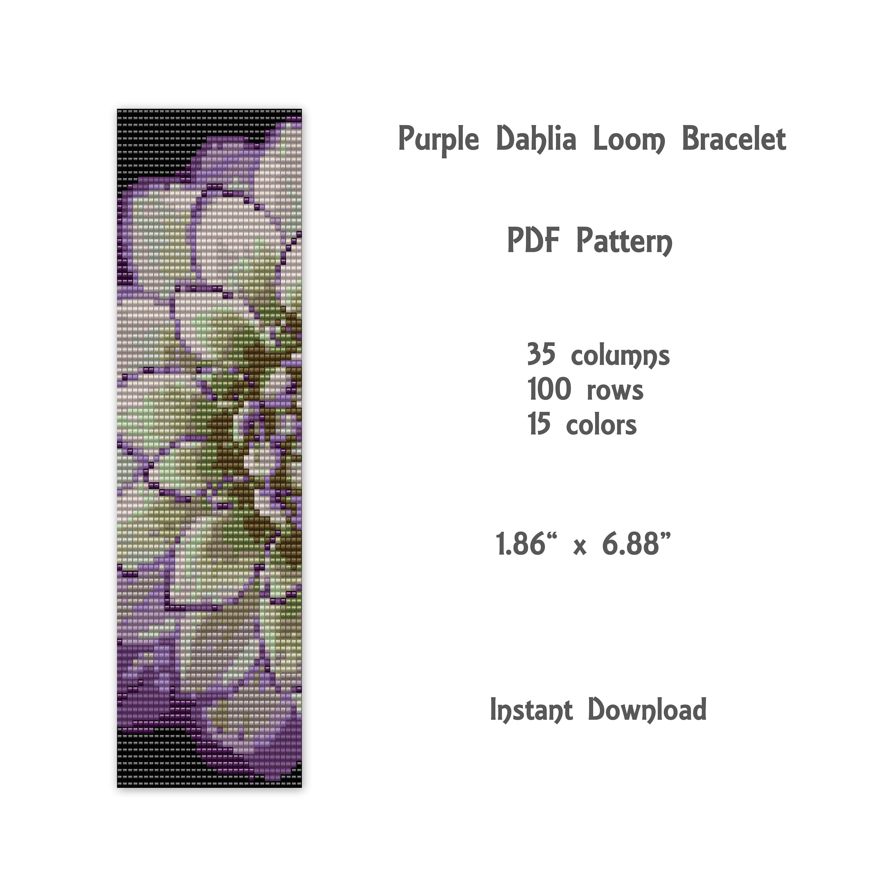 Purple Dahlia Loom Bracelet Pattern, Loom Stitch Bracelet Pattern, Seed ...